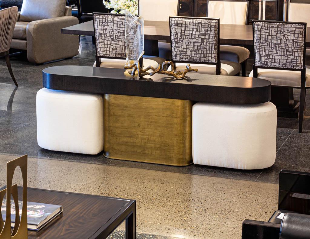 Mid-Century Modern Inspired Console Table with Pullout Ottomans Set For ...