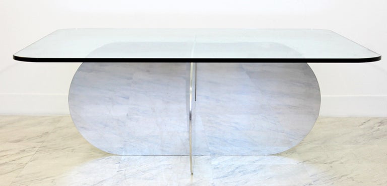 Mid-Century Modern Interlocking Chrome Glass Coffee Table Pace Brueton ...