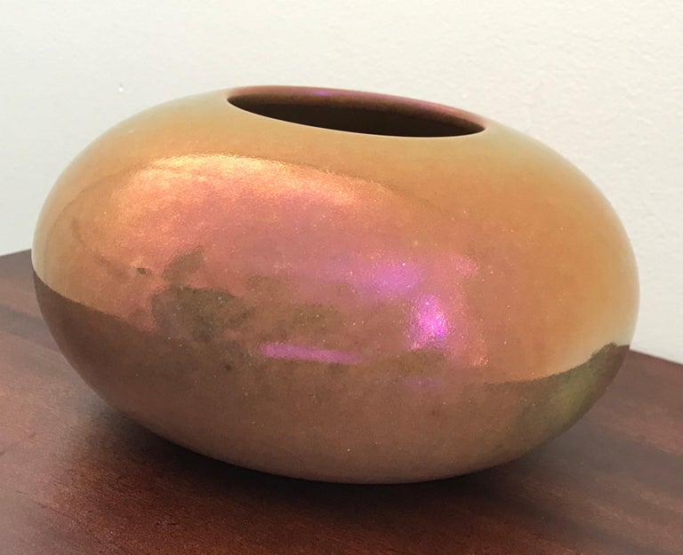 Mid-Century Modern Iridescent Glazed Ceramic Vase by Mobach, Holland ...
