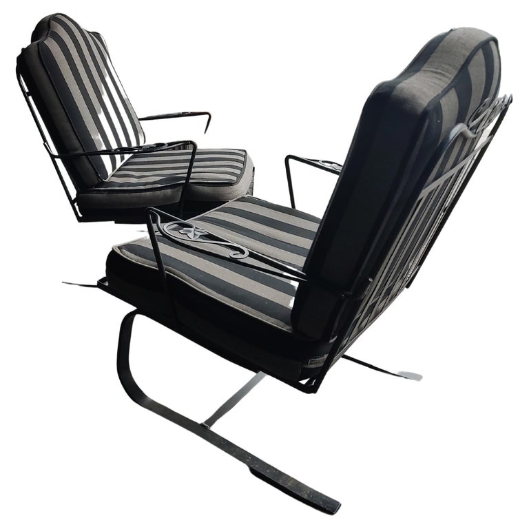 Mid Century Modern Iron Spring Lounge Chairs John Salterini with ...