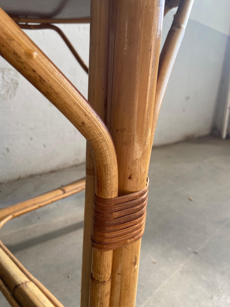 Mid-Century Modern Italian Bamboo Game Table Set with 2 Chairs, 1970s ...