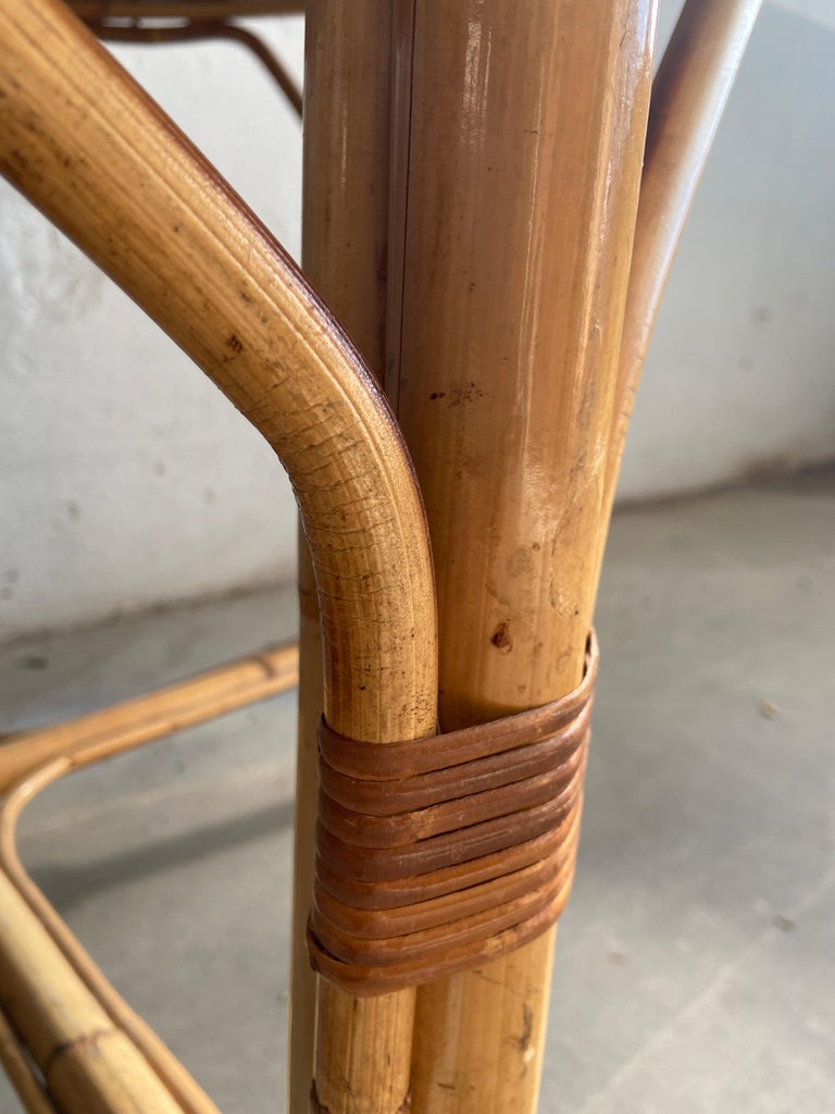 Mid-Century Modern Italian Bamboo Game Table Set with 2 Chairs, 1970s ...