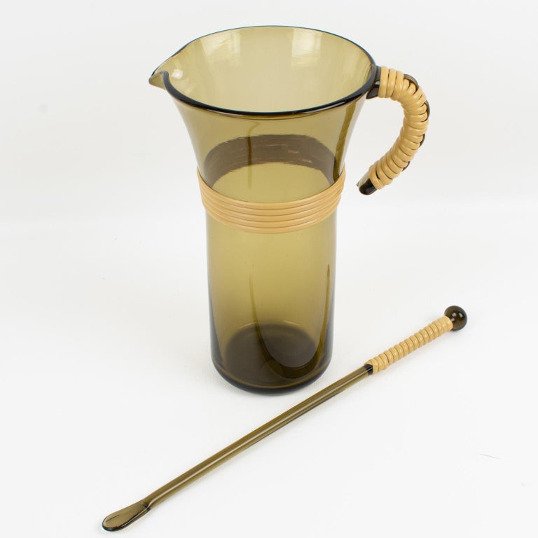 Mid-Century-Modern Italian Blown Glass Barware Cocktail Martini Pitcher ...