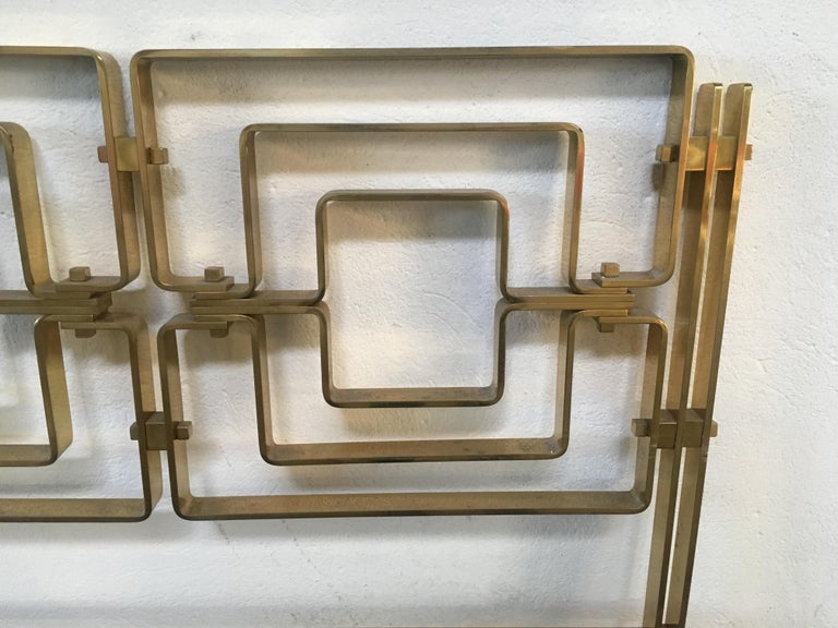 Mid-Century Modern Italian Brass Bed Head with Geometric Patterns ...
