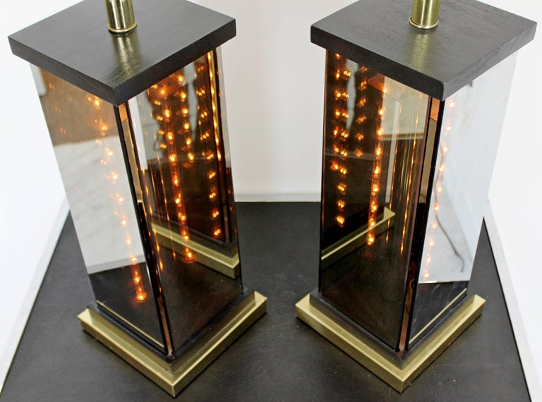 Mid-Century Modern Italian Brass Smoked Glass Liteline Table Lamps ...