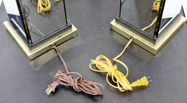 Mid-Century Modern Italian Brass Smoked Glass Liteline Table Lamps ...