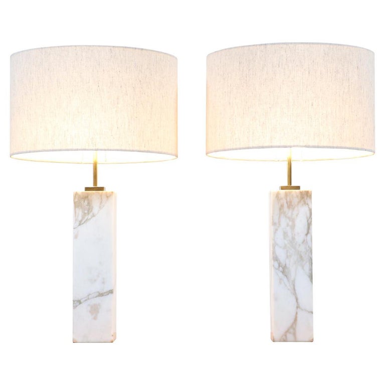 Mid-Century Modern Italian Calacatta Marble Table Lamps at 1stDibs