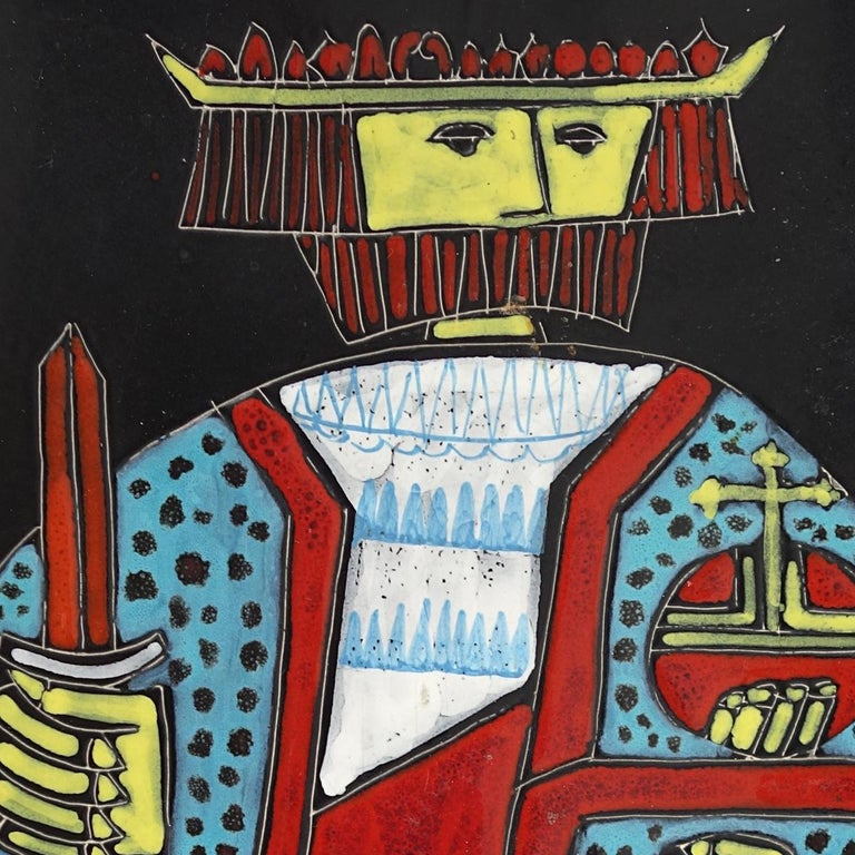 Mid-Century Modern Italian Ceramic Wall Plate of a Royal Duo in Relief ...