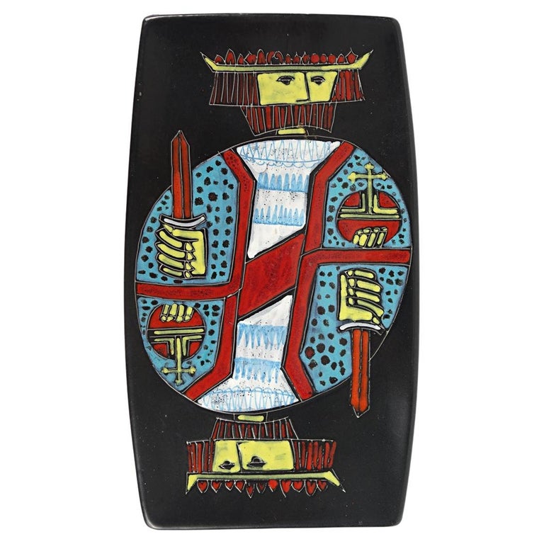 Mid-Century Modern Italian Ceramic Wall Plate of a Royal Duo in Relief ...