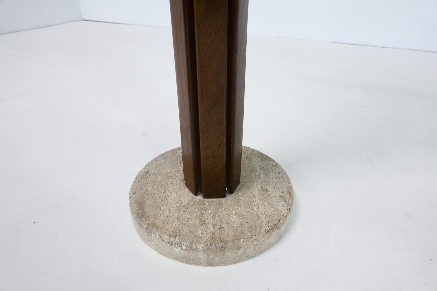 Mid-Century Modern Italian Coat Rack, Wood and Travertine, 1960s at 1stDibs