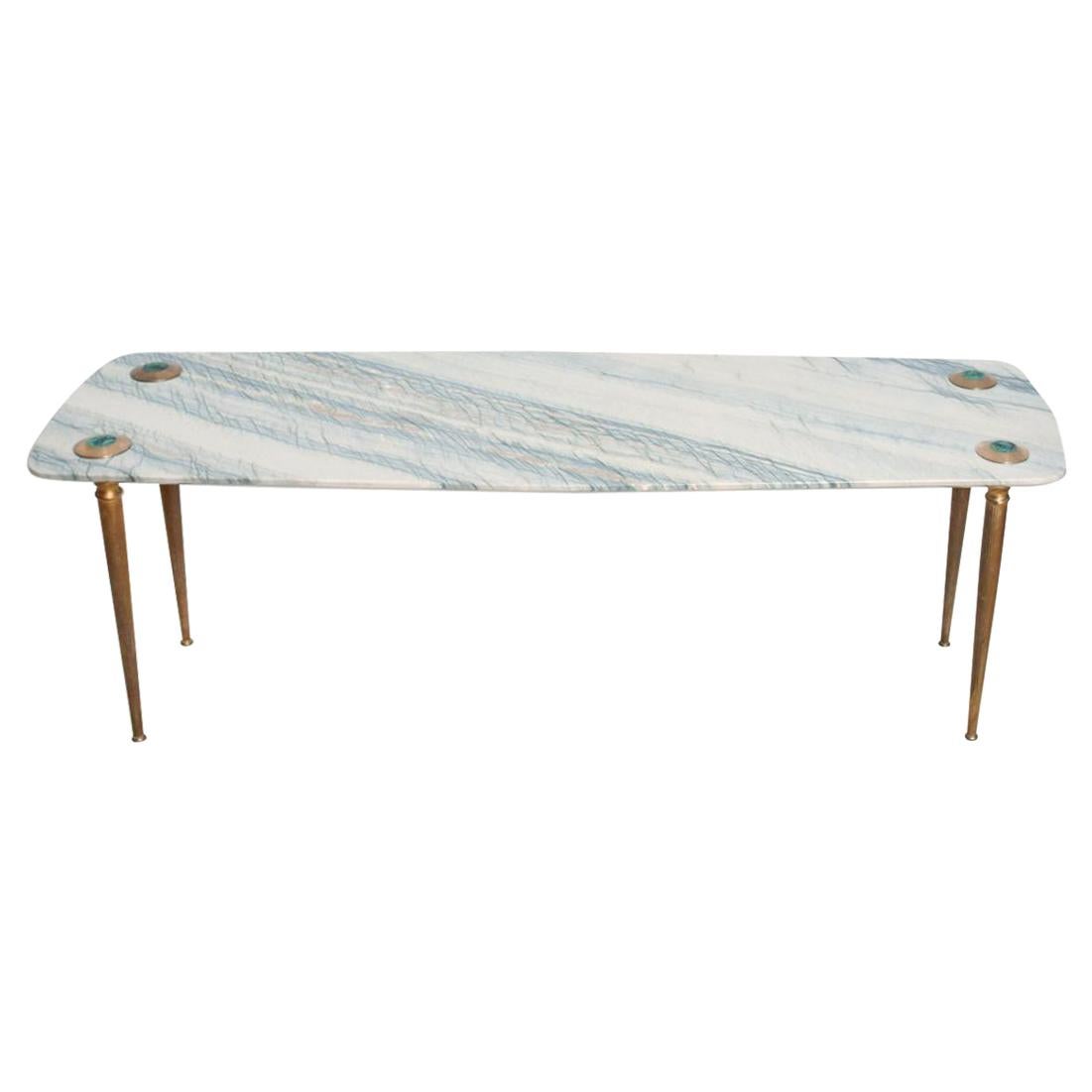 Mid-Century Modern Italian Coffee Table Marble Brass Regency Ponti ...