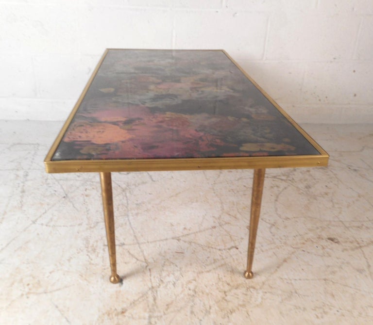 Mid-Century Modern Italian Coffee Table with Brass Legs For Sale at 1stDibs