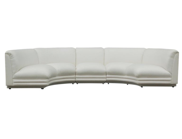 Mid-Century Modern Italian Curved Semi Circular Sectional Sofa in White ...