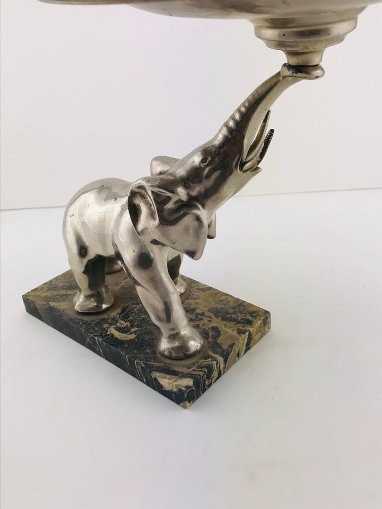 Mid-Century Modern Italian Elephant Sculpture Silver Plated and Marble ...