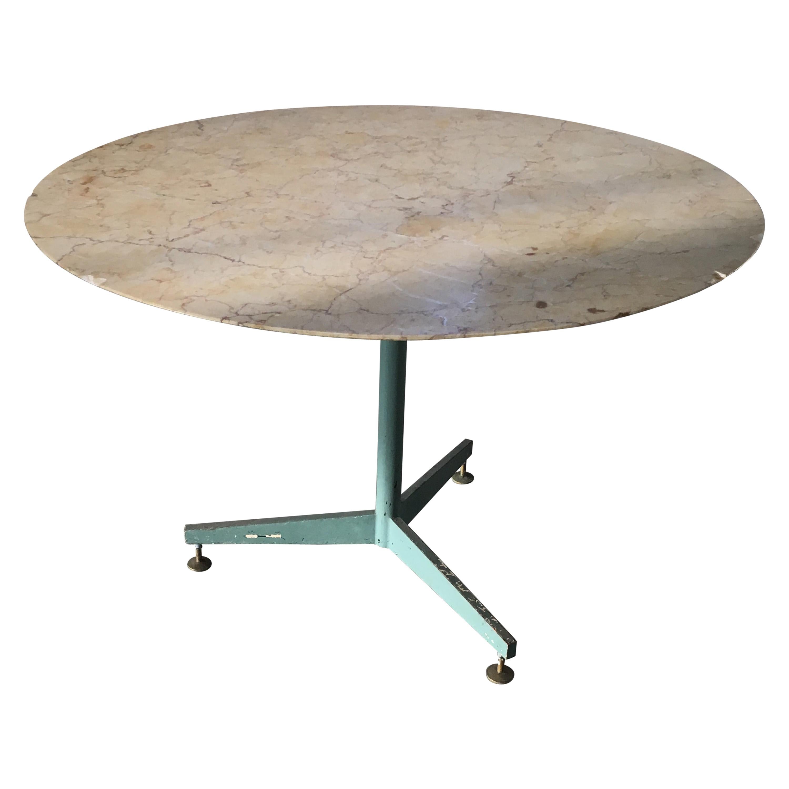 Mid-Century Modern Italian Lacquered Iron Base Table with Yellow Marble ...