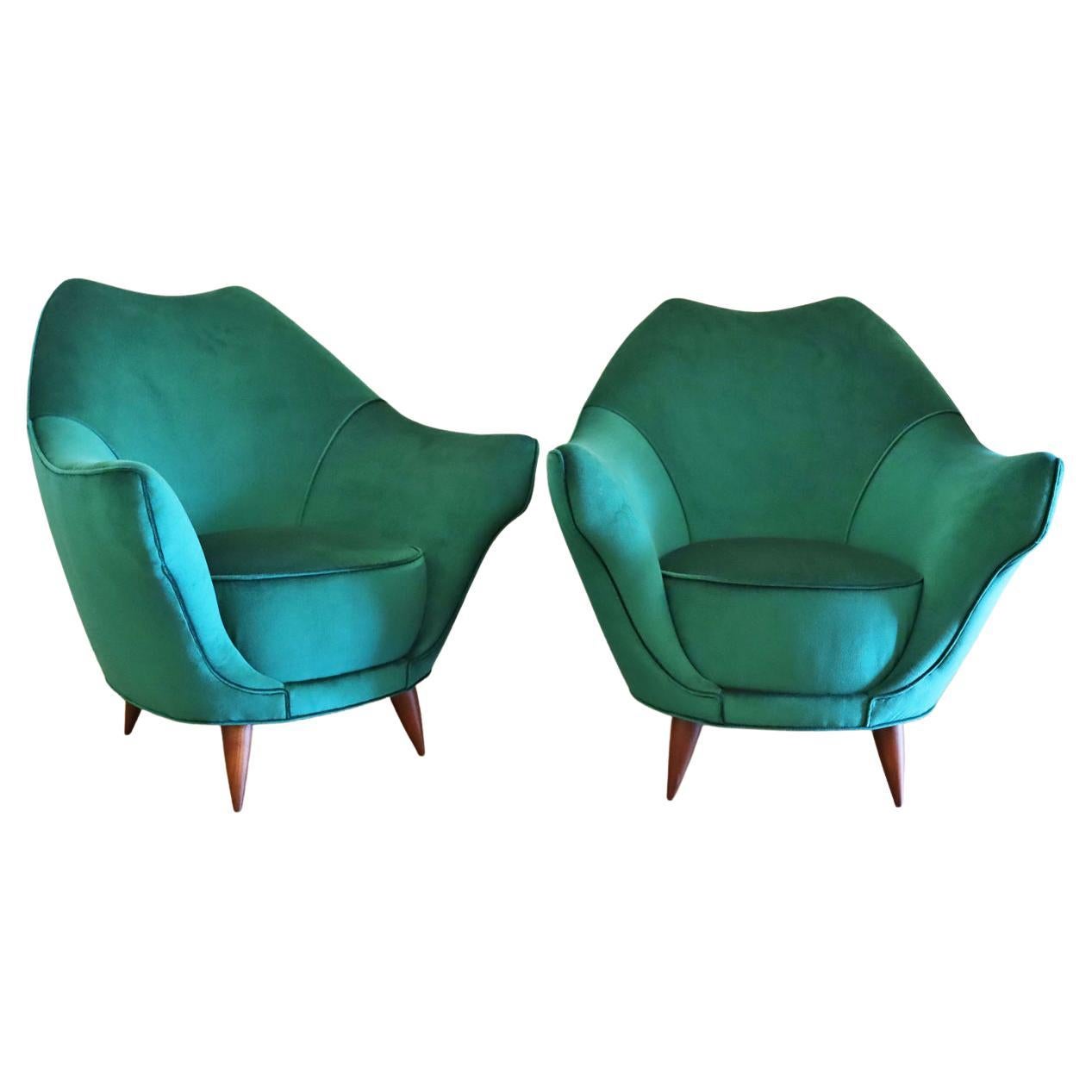 Deep Green Velvet Lawson Style Vintage Club Chair Mid-Century Modern at ...