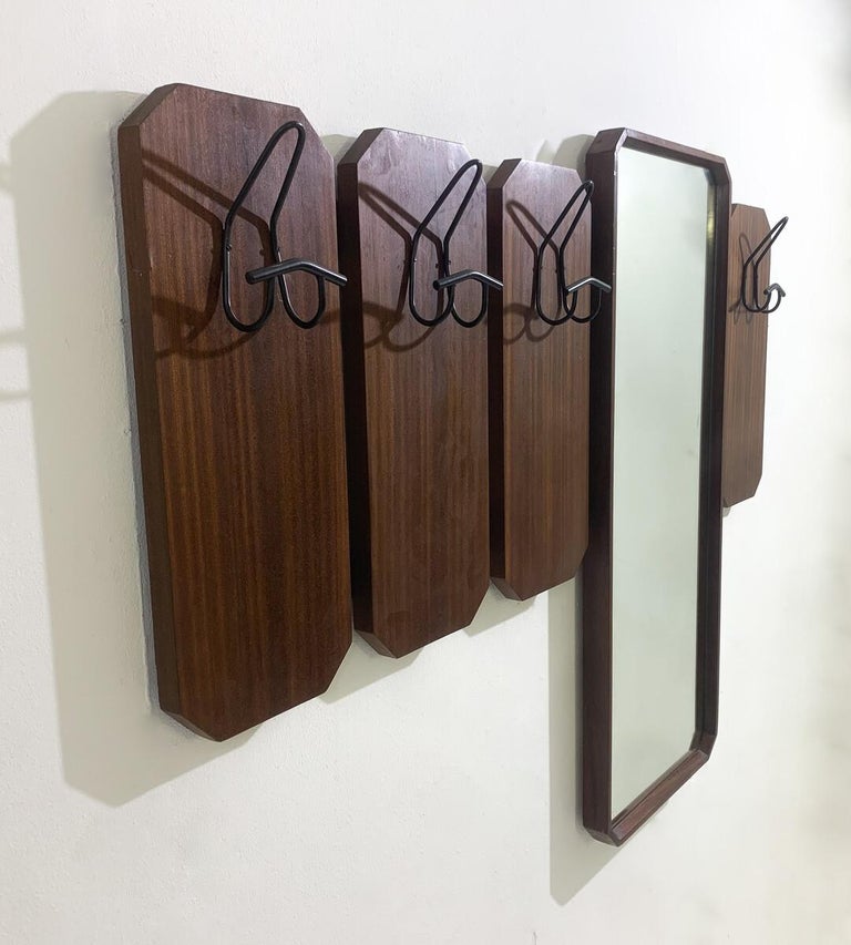 Mid-Century Modern Italian Mirror Coat Rack, 1960s For Sale at 1stDibs