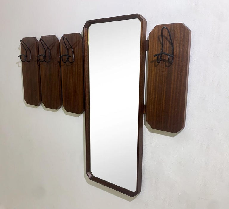 Mid-Century Modern Italian Mirror Coat Rack, 1960s For Sale at 1stDibs