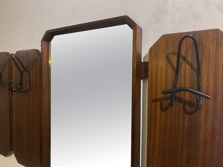 Mid-Century Modern Italian Mirror Coat Rack, 1960s For Sale at 1stDibs