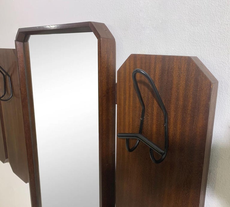 Mid-Century Modern Italian Mirror Coat Rack, 1960s For Sale at 1stDibs