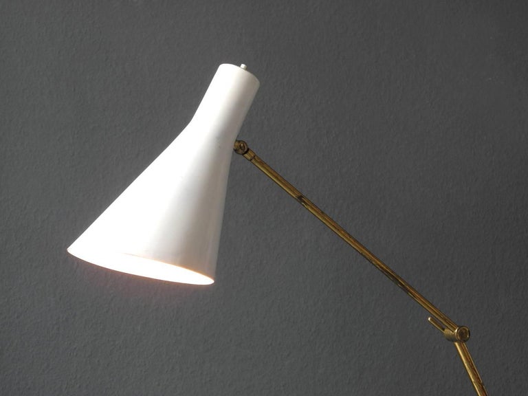 Mid-Century Modern Italian Modern Brass Joint Clamp Lamp with Cone ...