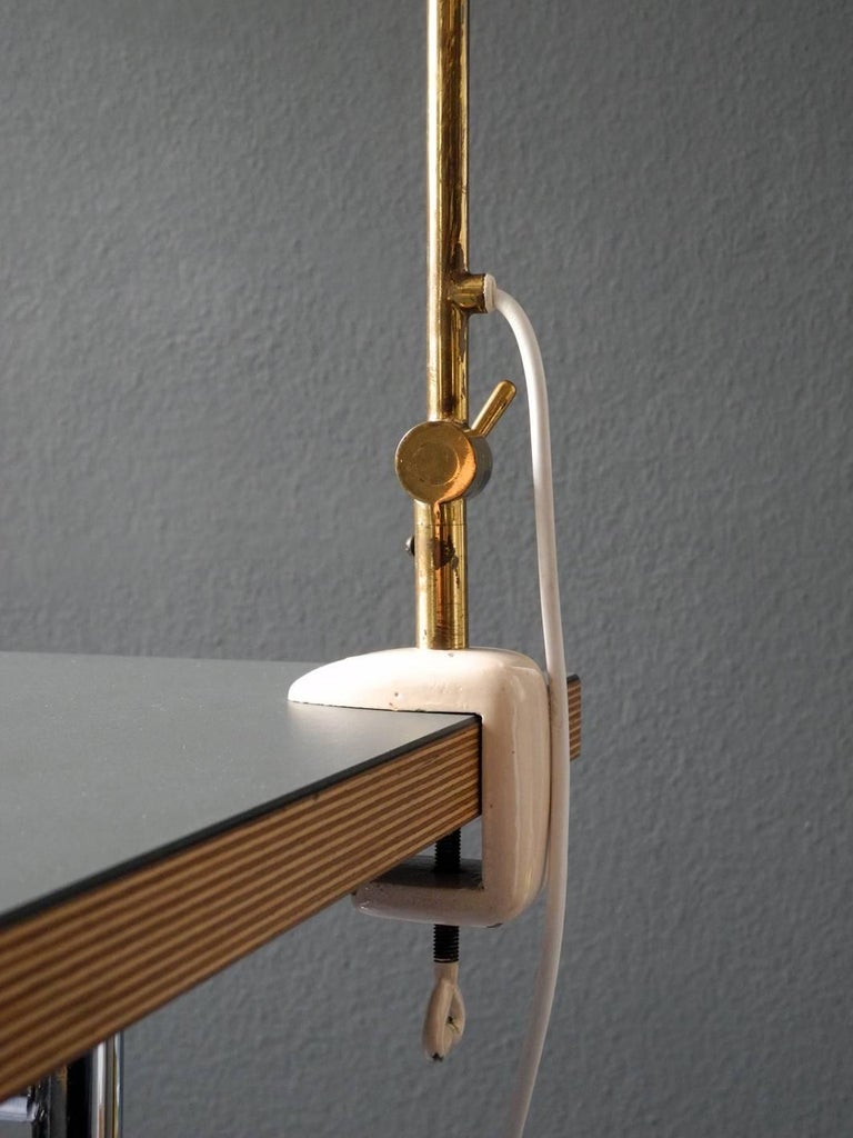 Mid-Century Modern Italian Modern Brass Joint Clamp Lamp with Cone ...