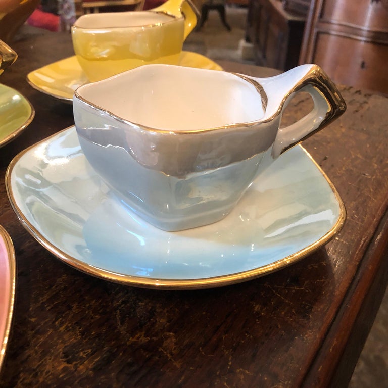 Mid-Century Modern Italian Multicolored Ceramic Tea Set, circa 1950 at ...