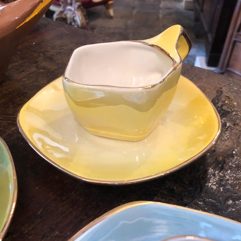 Mid-Century Modern Italian Multicolored Ceramic Tea Set, circa 1950 at ...