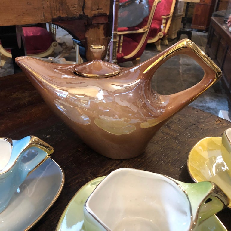 Mid-Century Modern Italian Multicolored Ceramic Tea Set, circa 1950 at ...