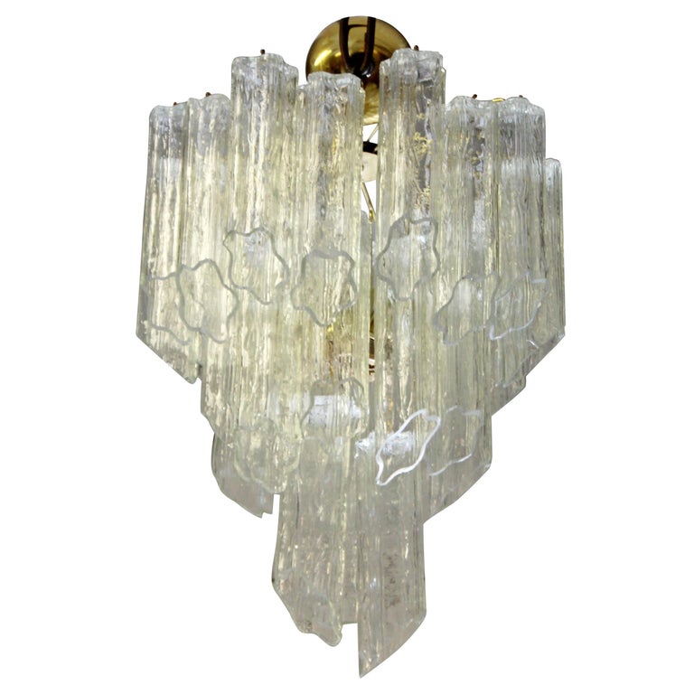 Mid-Century Modern Italian Murano Tronchi Slant Cut Glass Brass ...