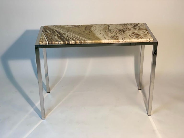 Mid-Century Modern Italian Pair of Onix Stone Tops and Chrome Metal ...