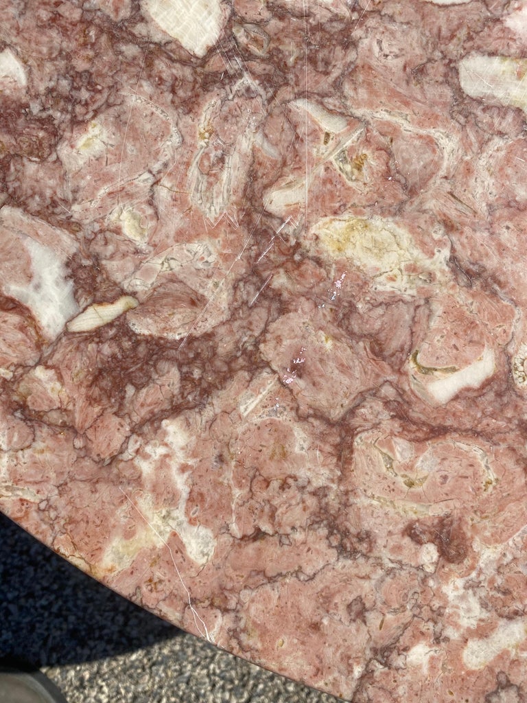 Mid-Century Modern Italian Pink Marble Round Coffee Cocktail Table ...