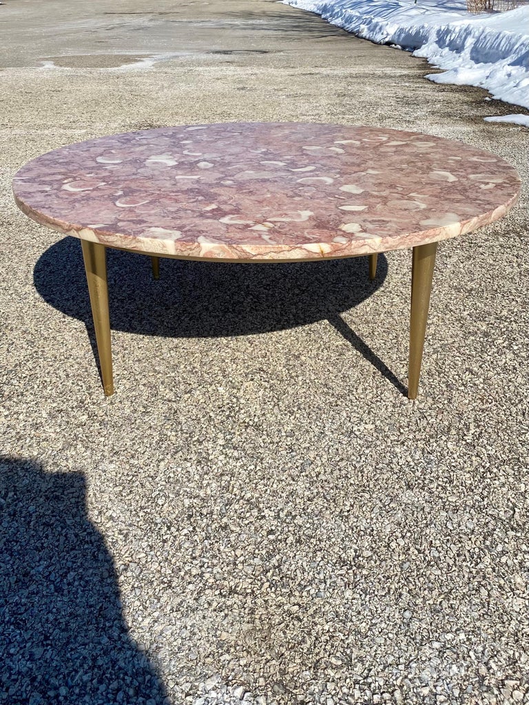 Mid-Century Modern Italian Pink Marble Round Coffee Cocktail Table ...