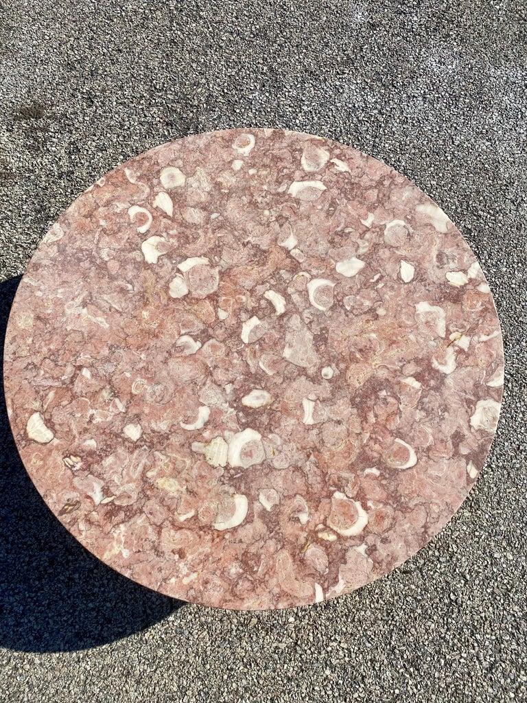 Mid-Century Modern Italian Pink Marble Round Coffee Cocktail Table ...