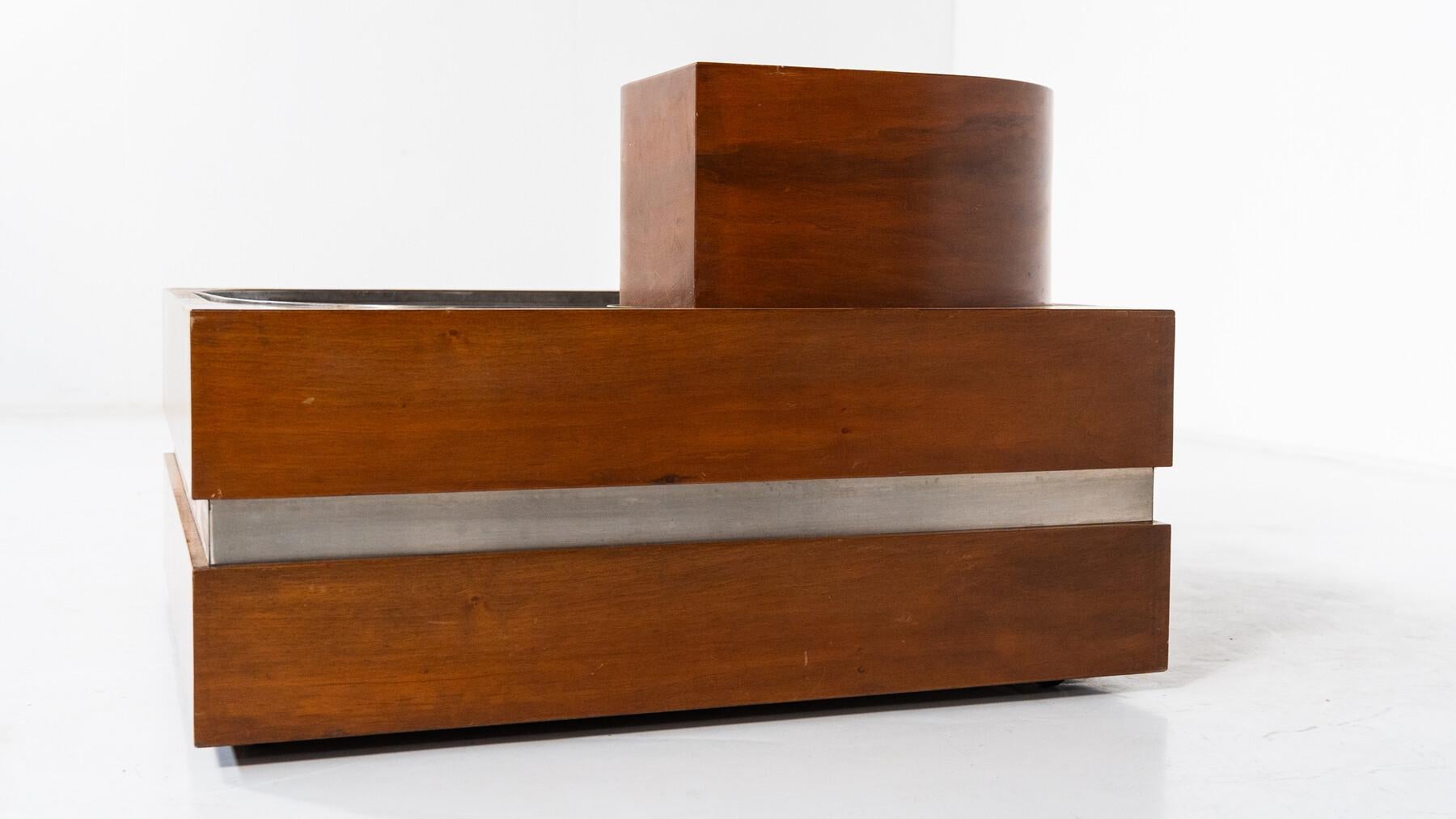 Mid-Century Modern Italian Planter, Walnut and Chrome, 1970s For Sale ...