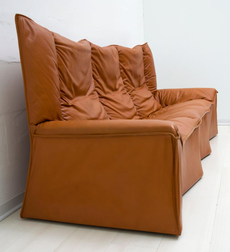 Mid-Century Modern Italian Real Leather Sofa by Cinova, 1964s at ...