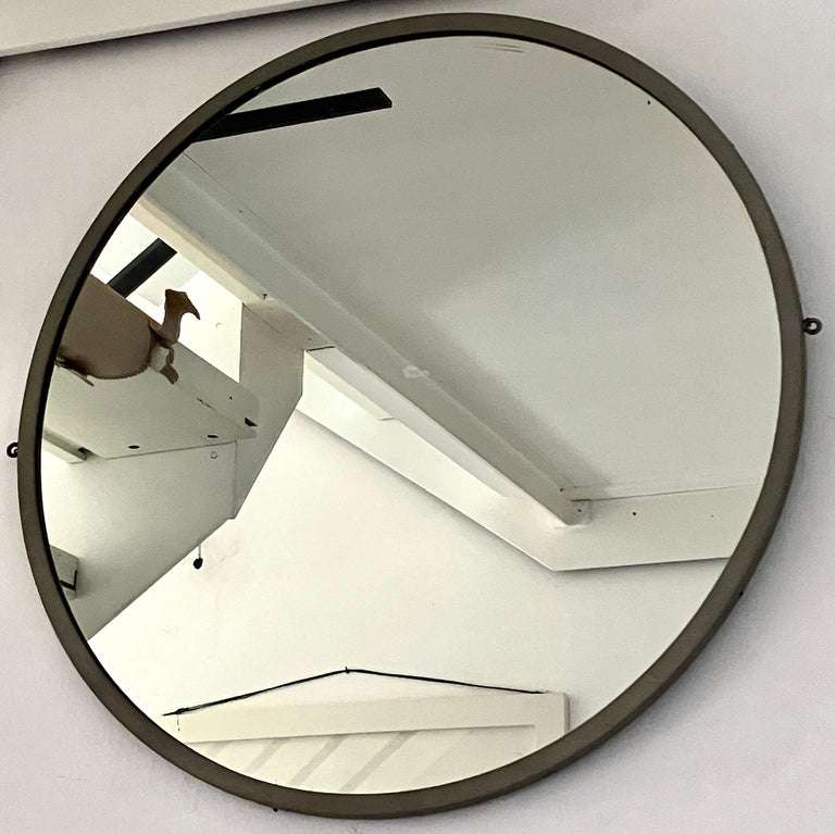 Mid-Century Modern Italian Round Wall Mirror in Nickel-Plated Metal ...