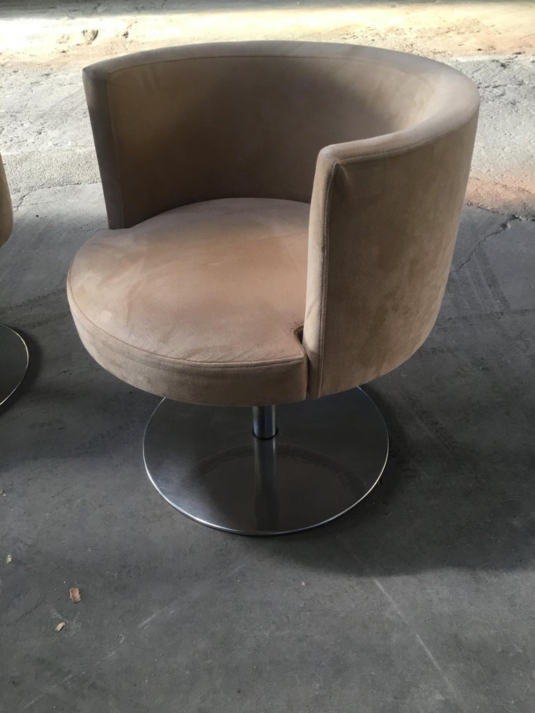 Mid-Century Modern Italian Set of 10 Alcantara Swivel Chairs with ...