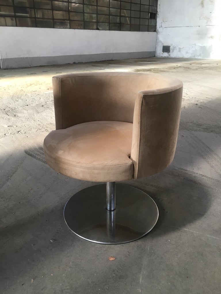 Mid-Century Modern Italian Set of 10 Alcantara Swivel Chairs with ...