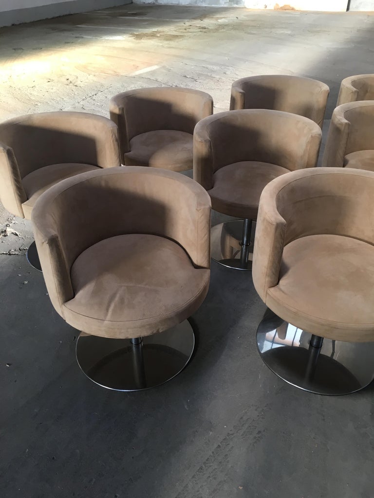 Mid-Century Modern Italian Set of 10 Alcantara Swivel Chairs with ...