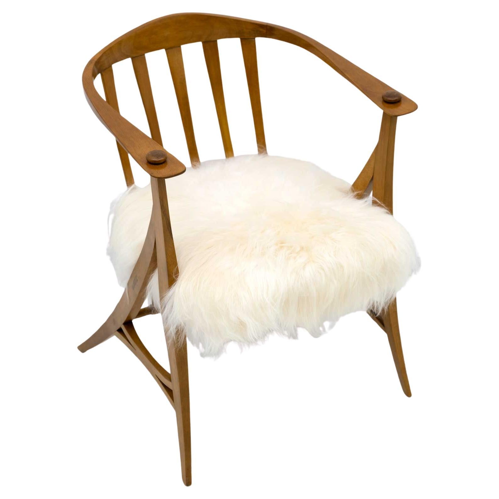 Mid-Century Modern Italian Sheepskin Curved Armchair at 1stDibs