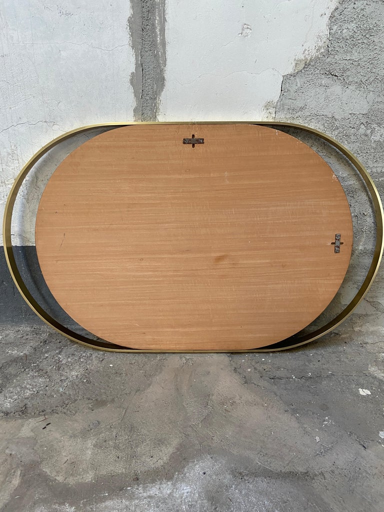 Mid-Century Modern Italian Smoked Glass Oval Wall Mirror with Gilt ...