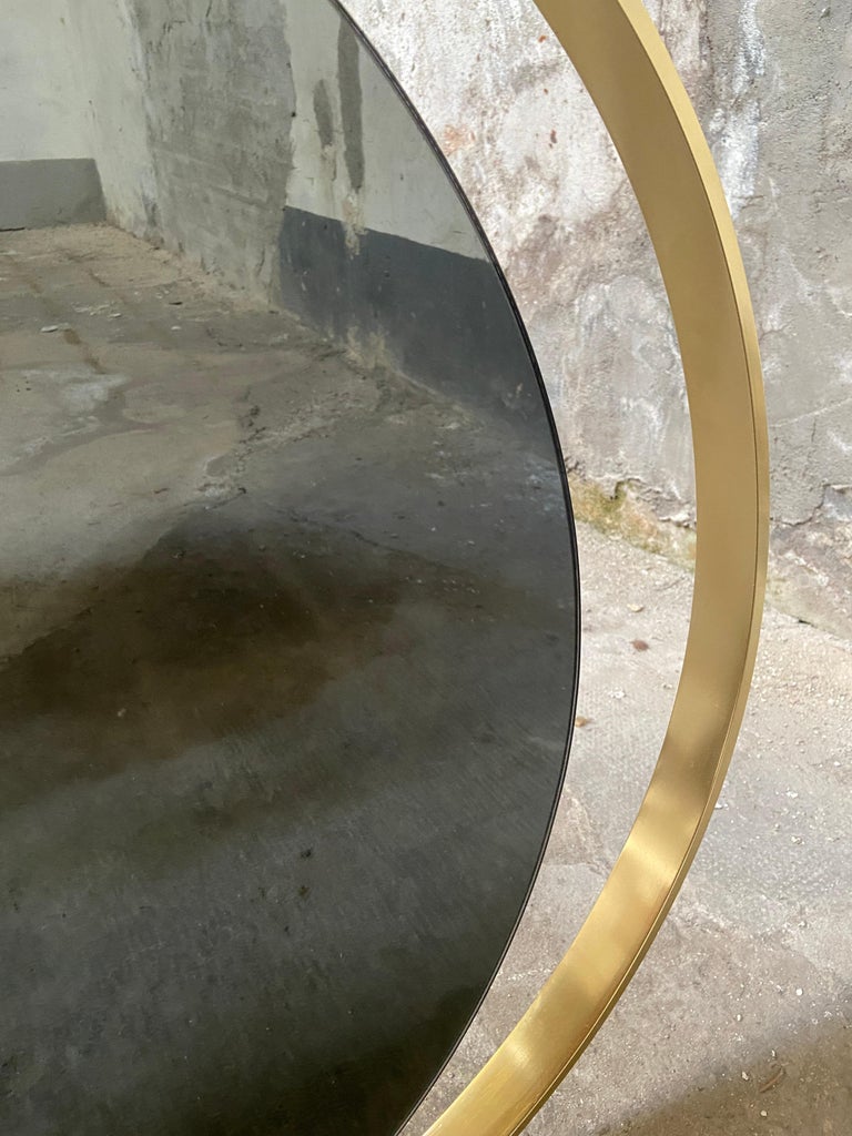 Mid-Century Modern Italian Smoked Glass Oval Wall Mirror with Gilt ...