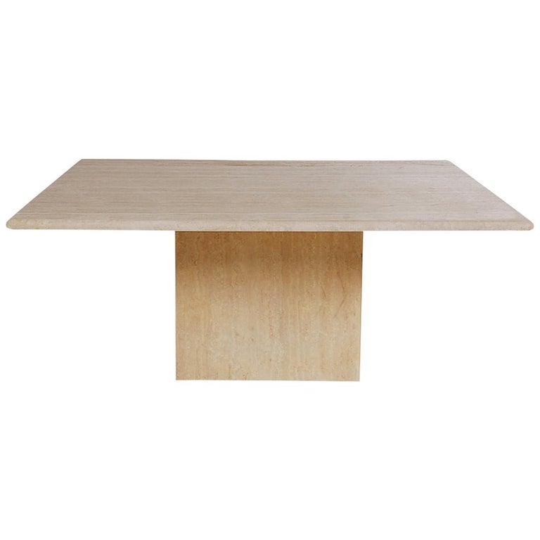 Mid-Century Modern Italian Square Off-White Travertine / Marble ...