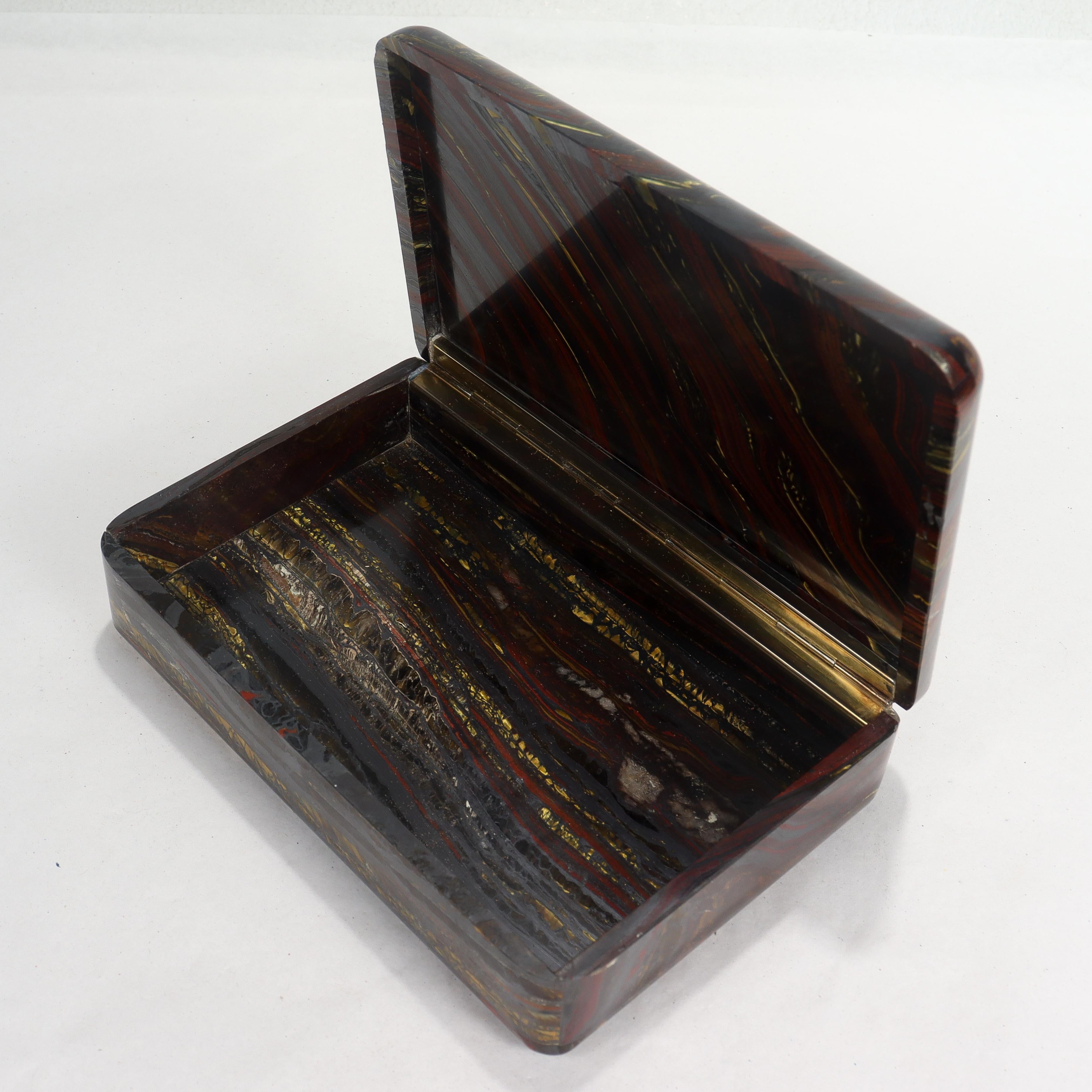 Mid-Century Modern Italian Tiger Iron Hardstone/Gemstone Dresser Box or ...