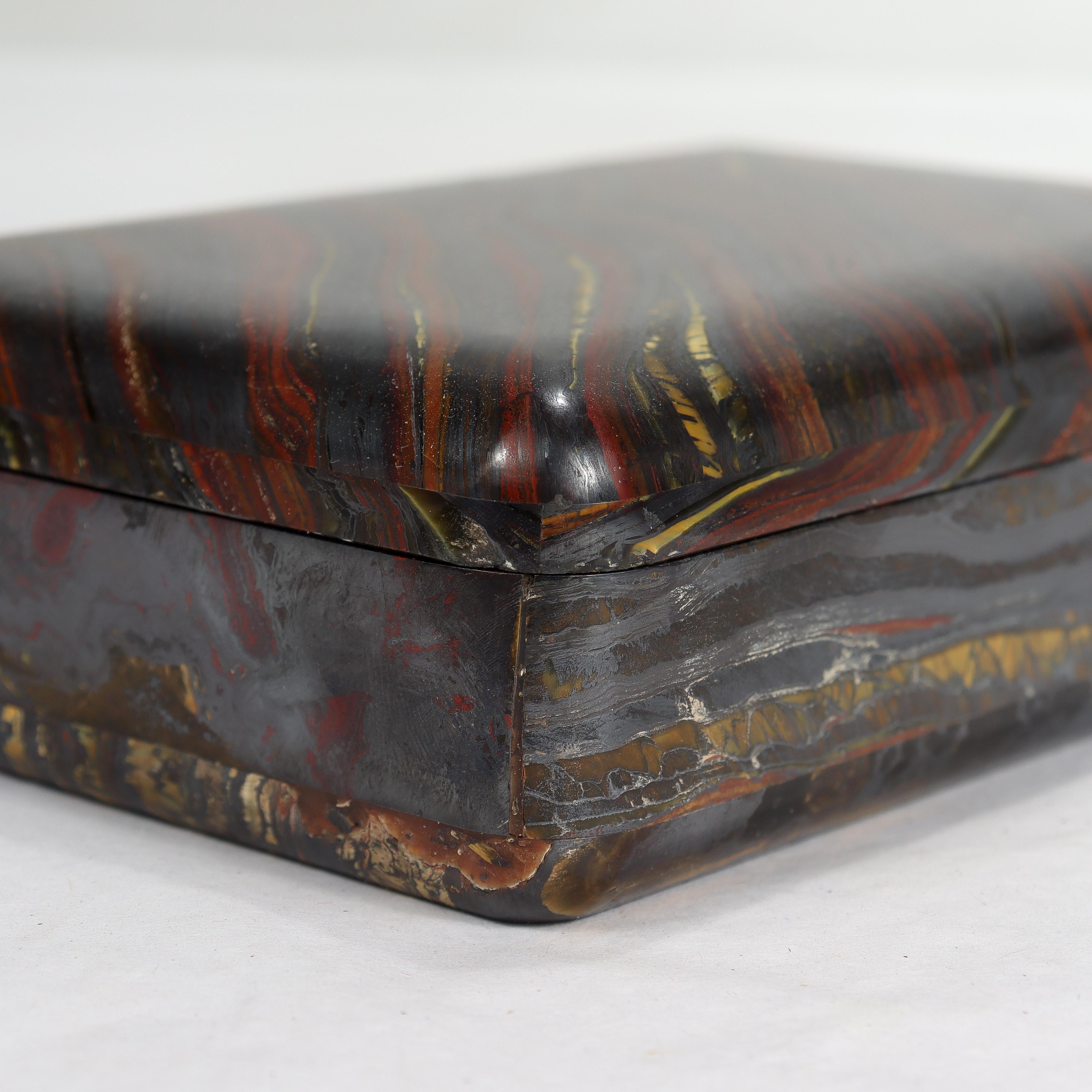 Mid-Century Modern Italian Tiger Iron Hardstone/Gemstone Dresser Box or ...