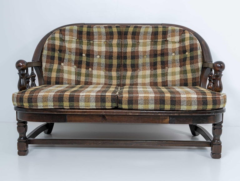 Mid-Century Modern Italian Walnut and Fabric Country Sofa by Pizzetti ...