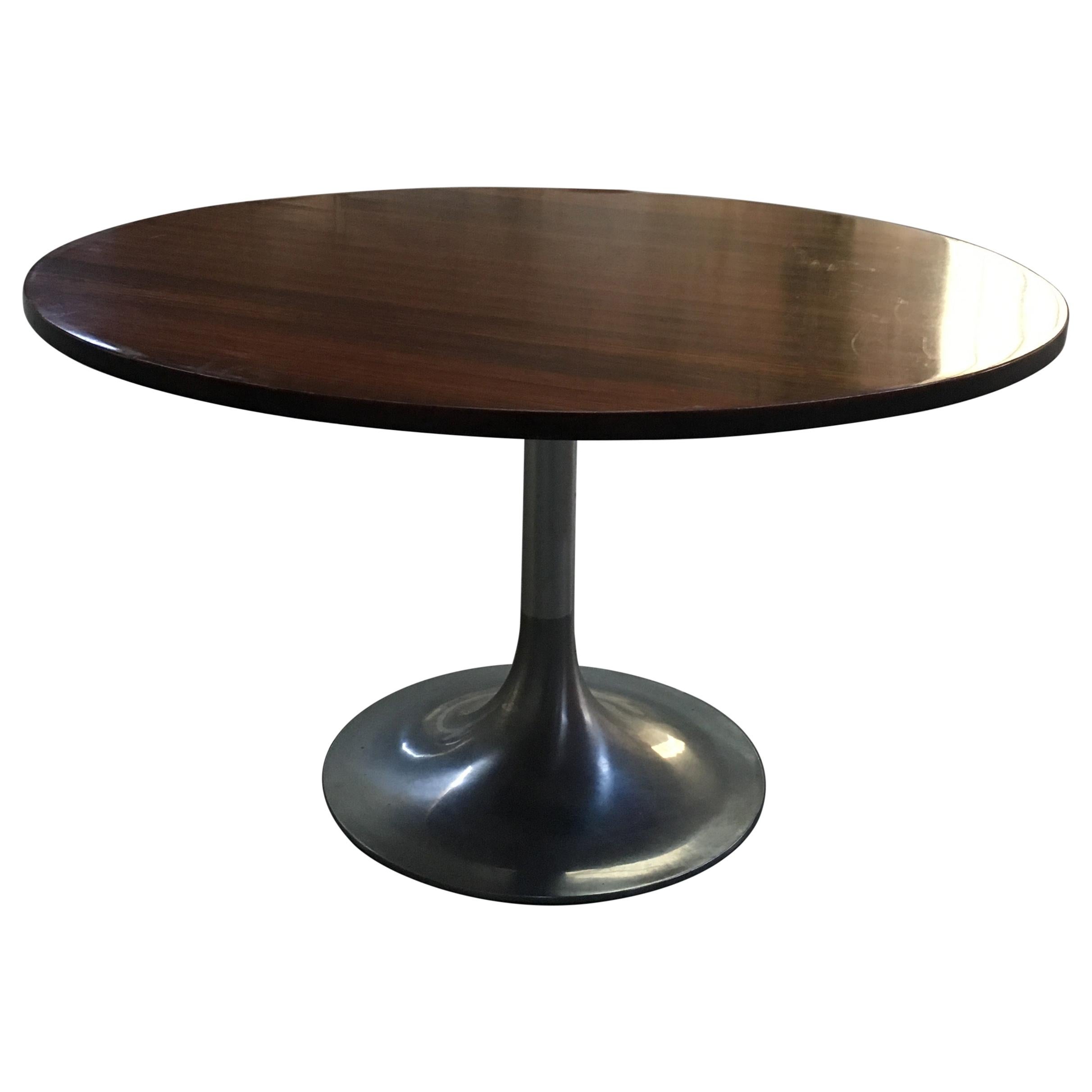 R5 Round Table, Modern Ash Hardwood, Glass, and Polished Aluminum ...