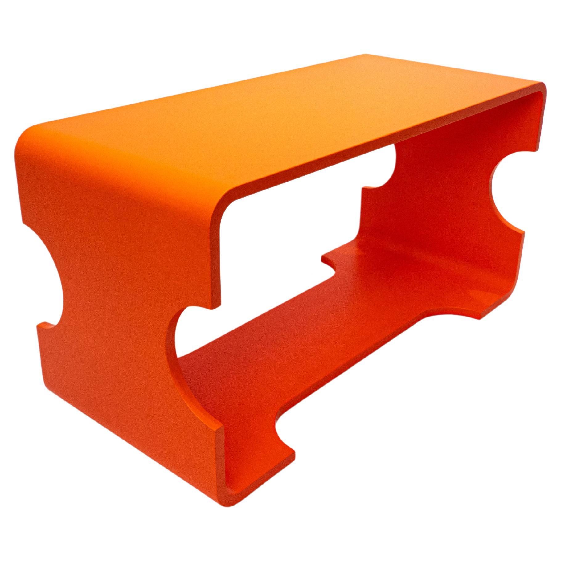 Mid-Century Modern Italian Wooden Orange Desk, 1970s at 1stDibs