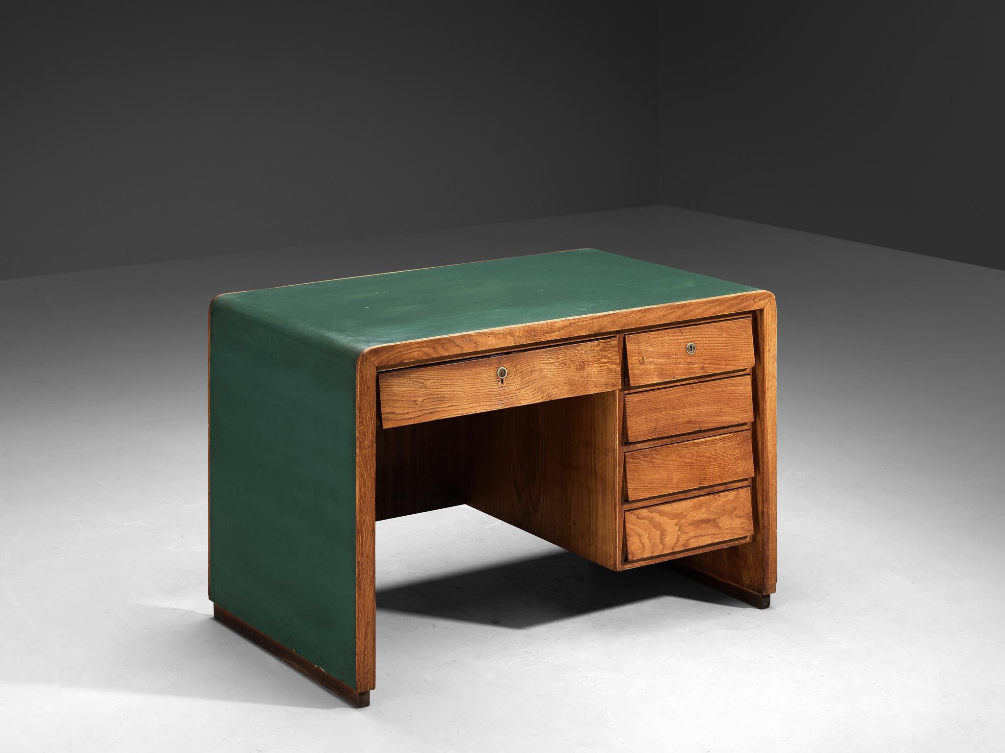 Mid-Century Modern Italian Writing Desk in Oak with Green Top For Sale ...